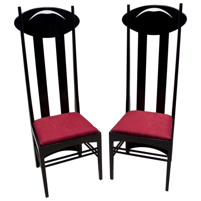 Charles Rennie Mackintosh "Argyle" High Back Chairs by Cassina, 1973 at ...