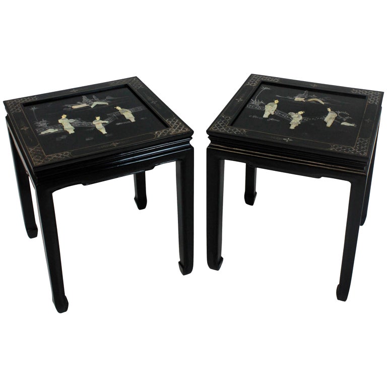 Pair of Midcentury Japanned Side Tables For Sale at 1stDibs