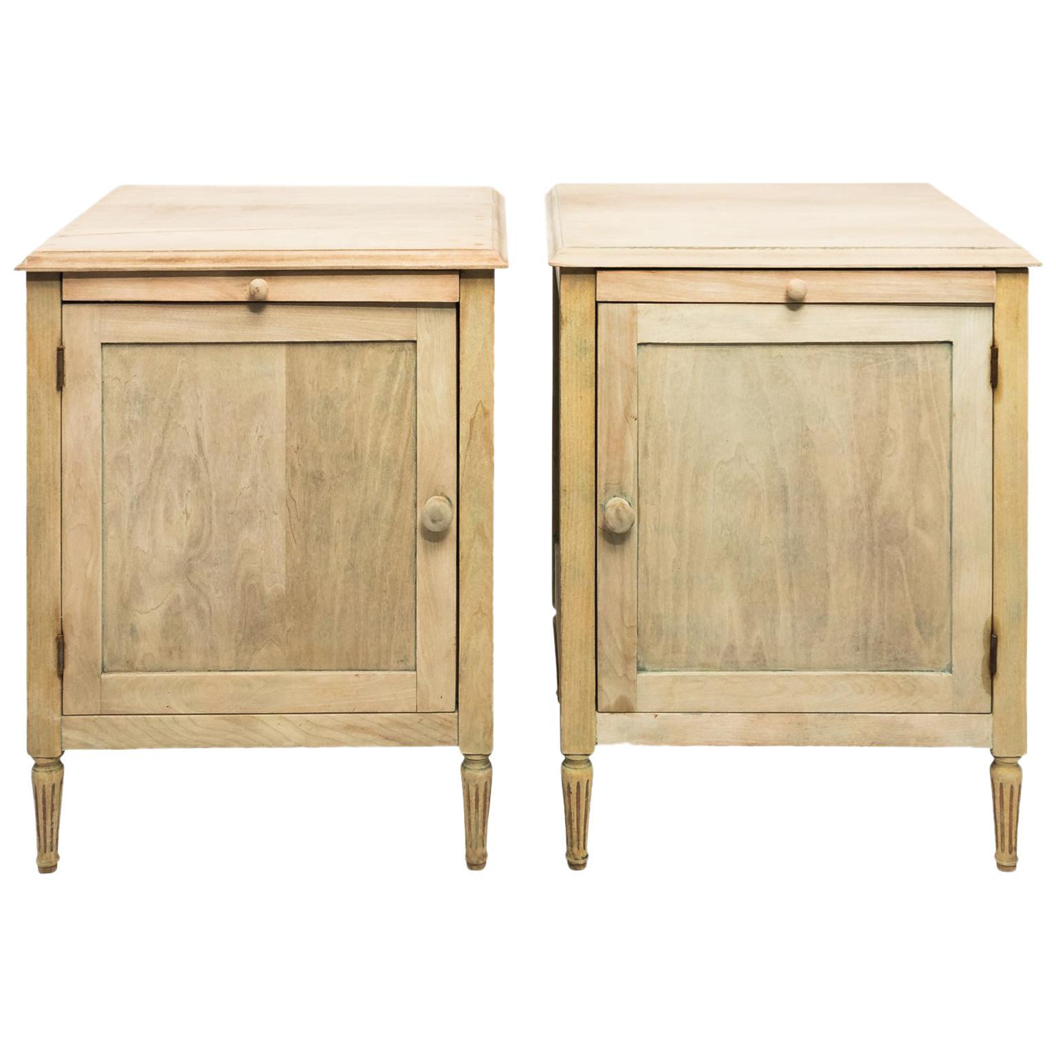 Pair of French Bleached Wood Side Tables, circa 1920s at 1stDibs