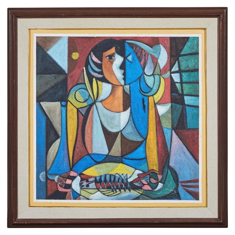 Modern Oil on Canvas Cubist Portrait at 1stDibs