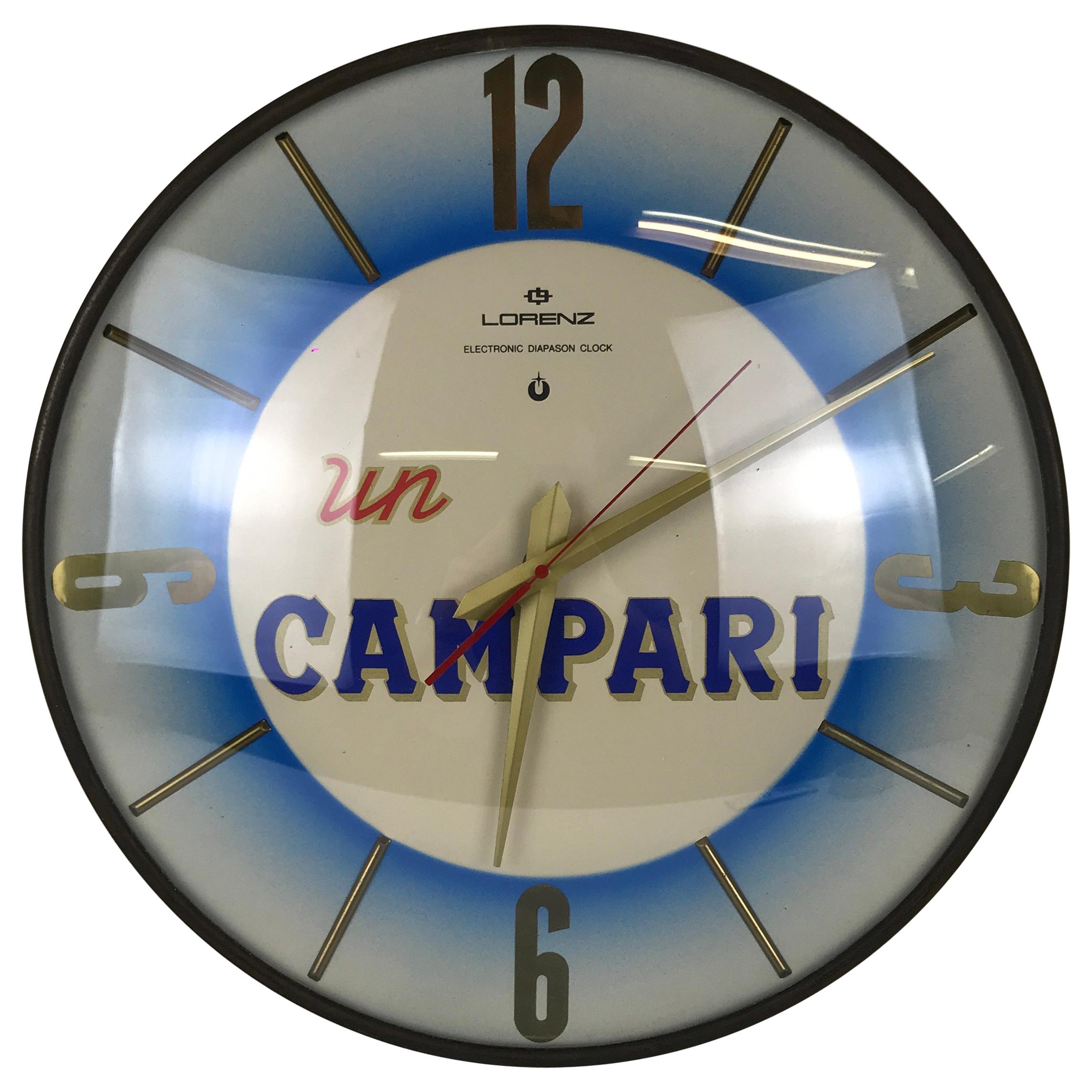 1970s Rare Un Campari Logo Advertising Clock Made by Italian Watchmaker ...