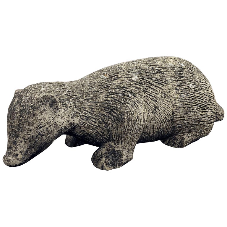 English Garden Stone Statue of a Badger at 1stDibs