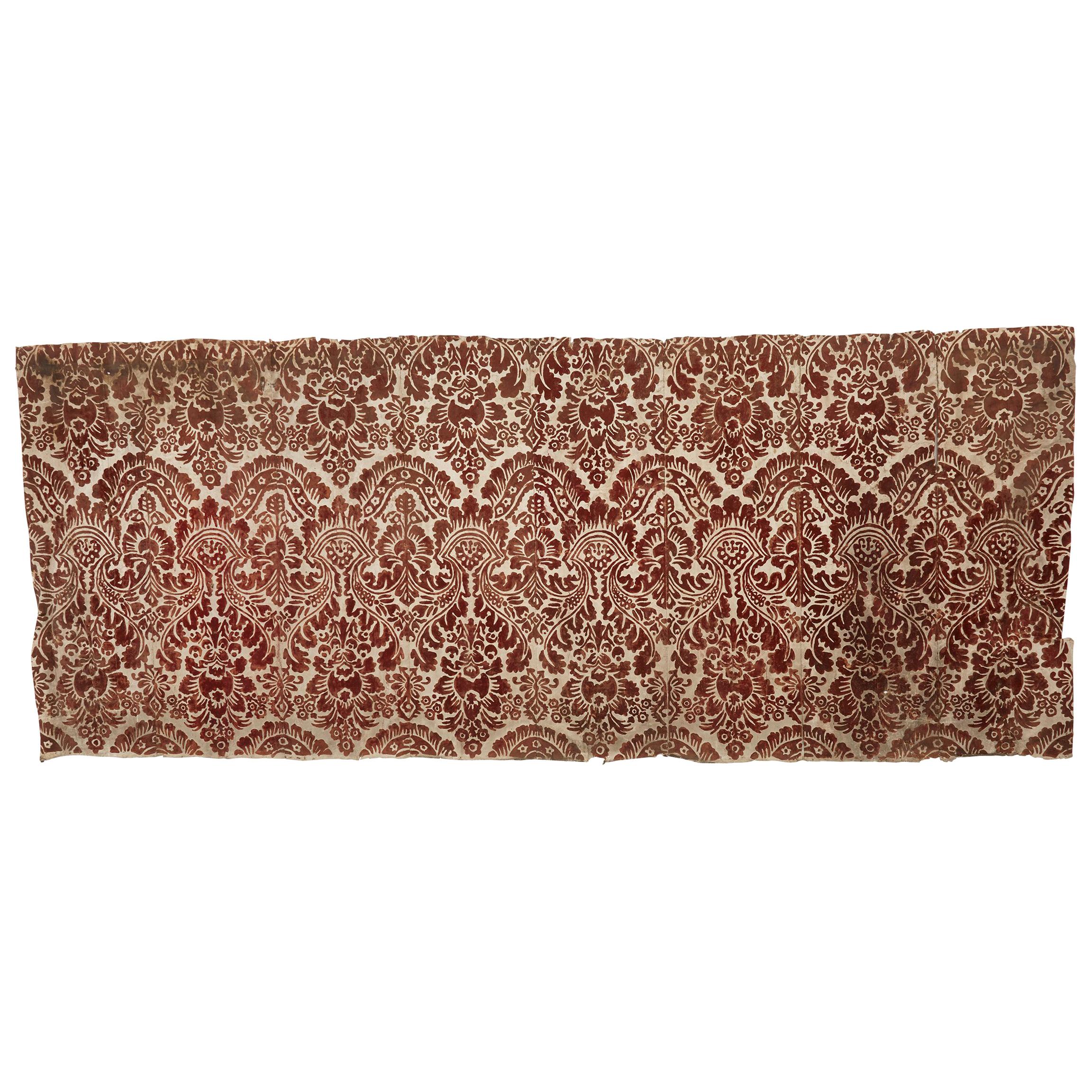 Louis XV Era Flocked Damask Fabric Panel at 1stDibs