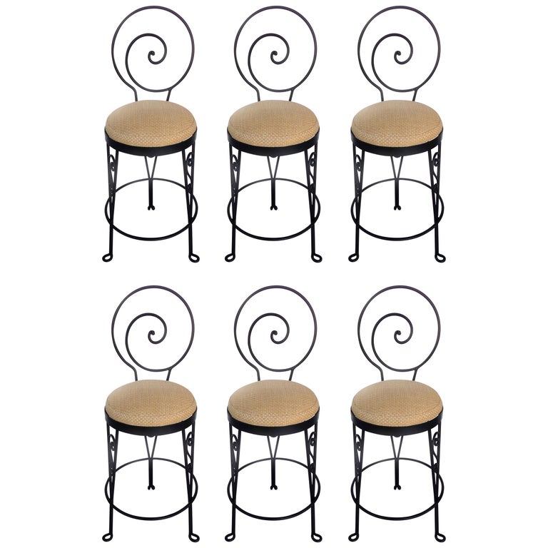 Mid-Century Modern Sculptural Wrought Iron Bar Stools at 1stDibs