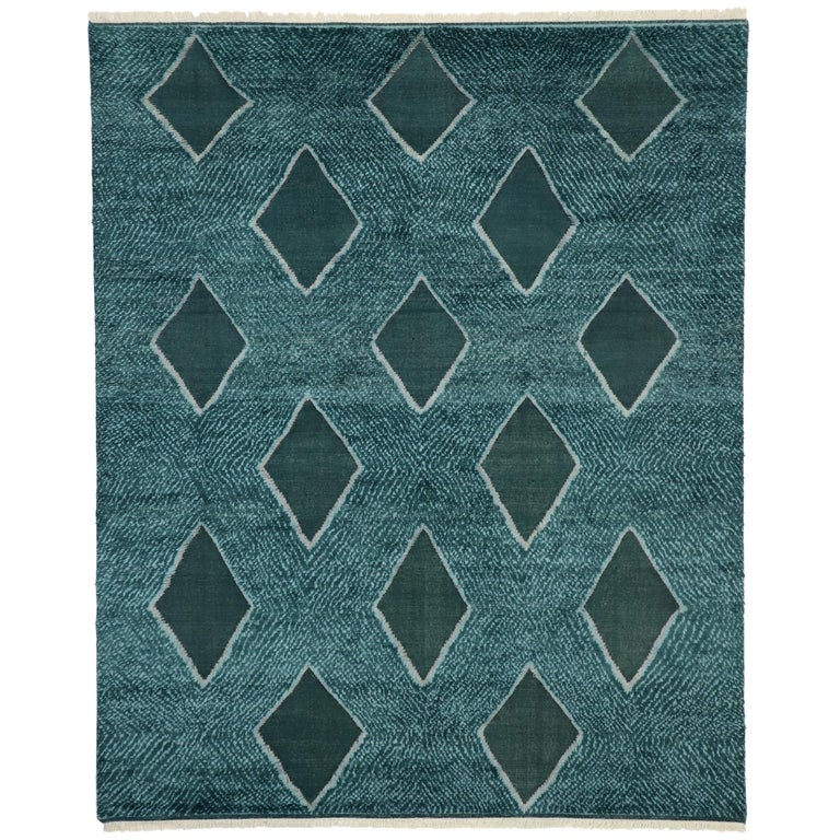 New Contemporary Moroccan Texture Area Rug Geometric Diamond Pattern at ...