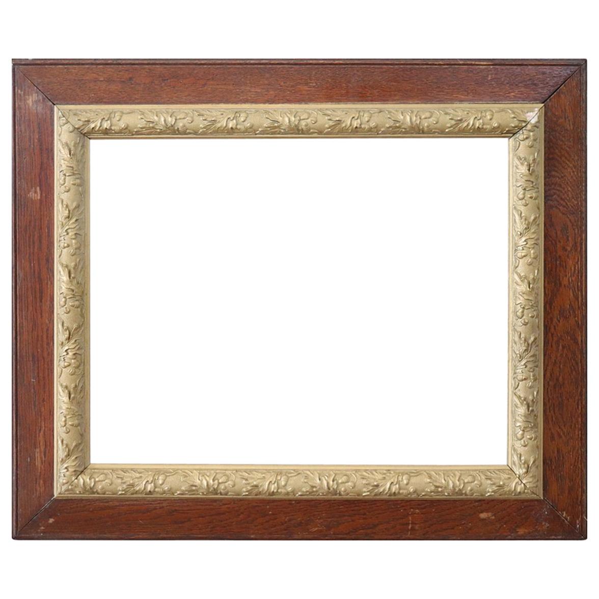 20th Century Italian Oakwood Frame with Golden Decoration at 1stDibs