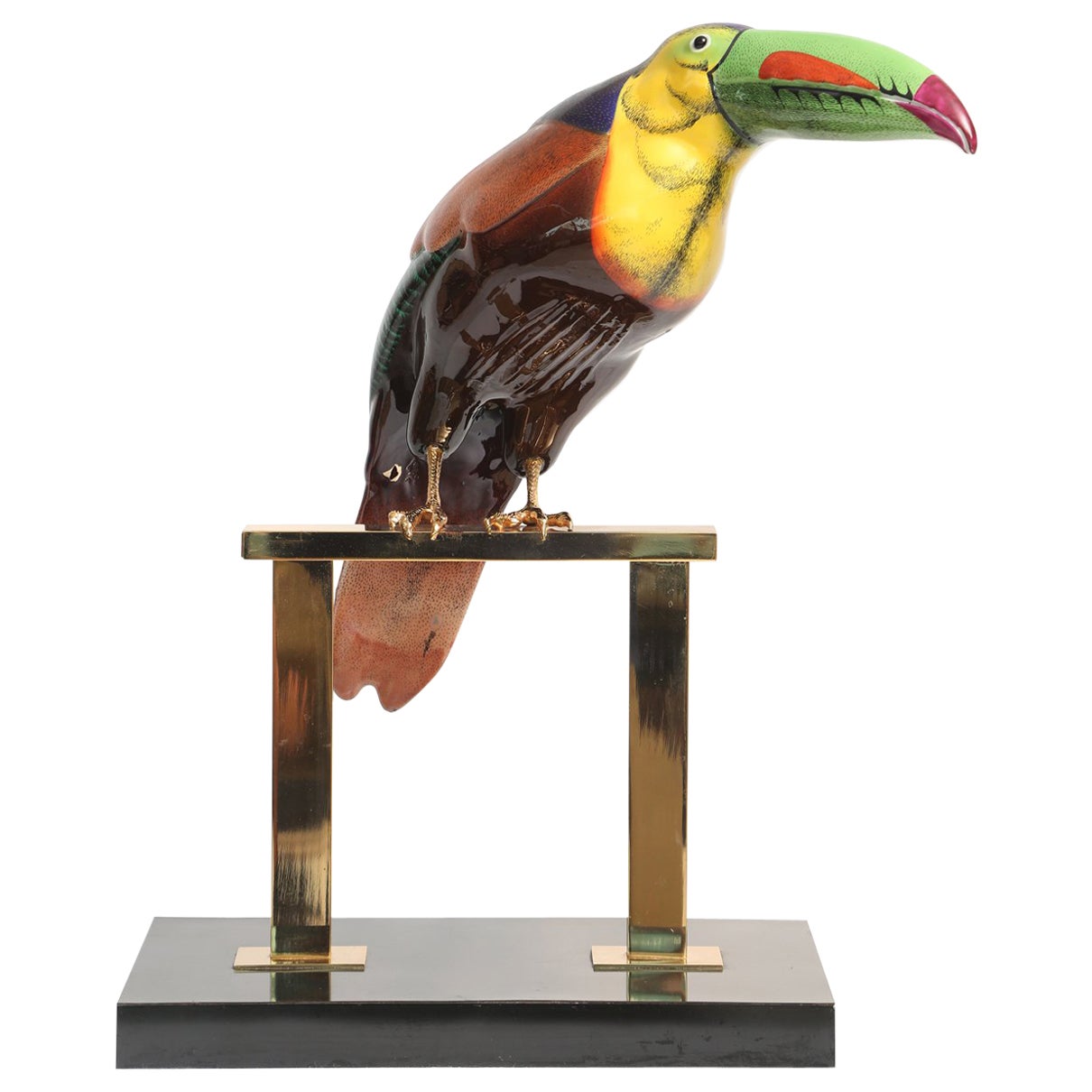 Toucan Sculpture in Solid Porcelain Hand-Painted Finish and Solid ...