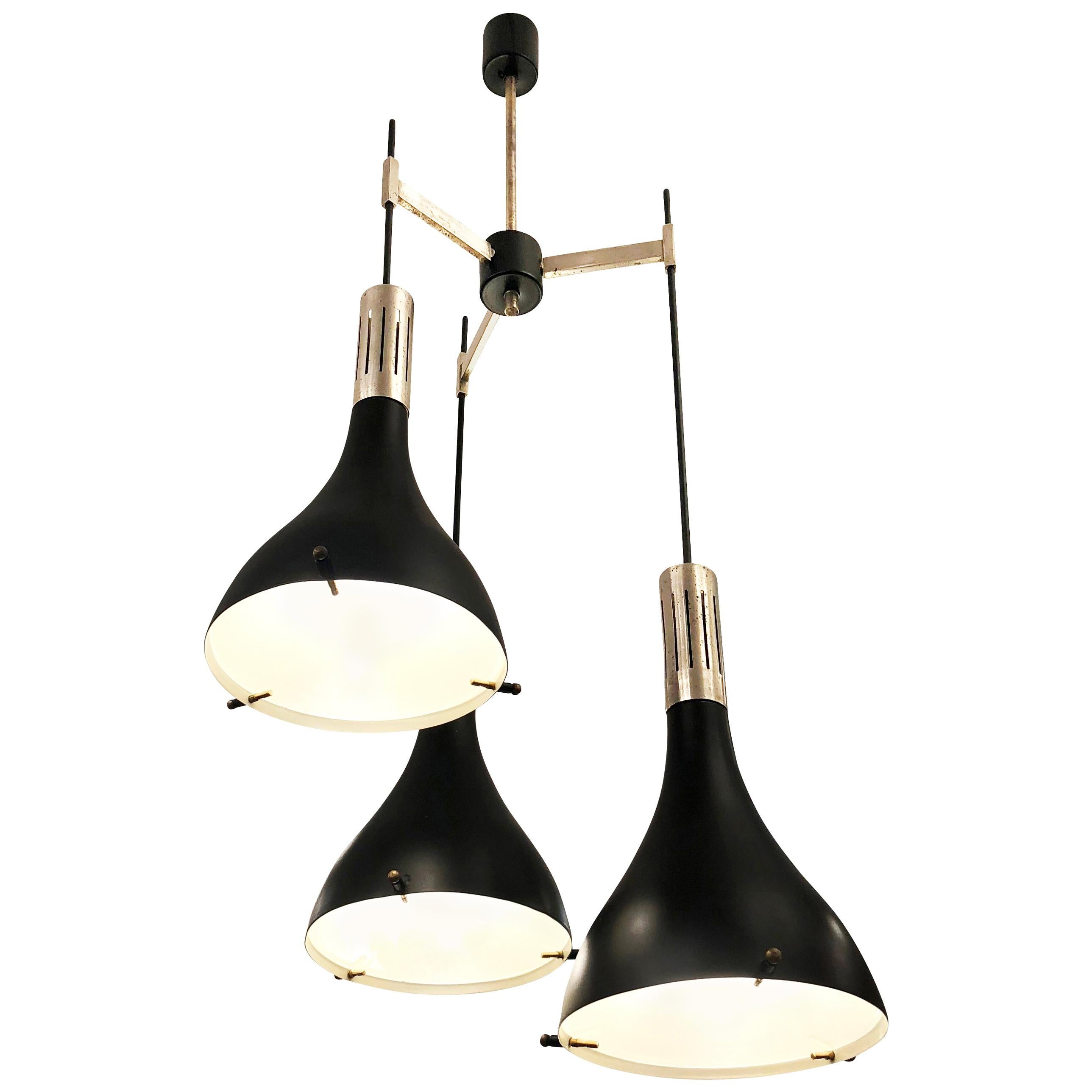 Three-Light Cluster Chandelier Attributed to Stilnovo at 1stDibs