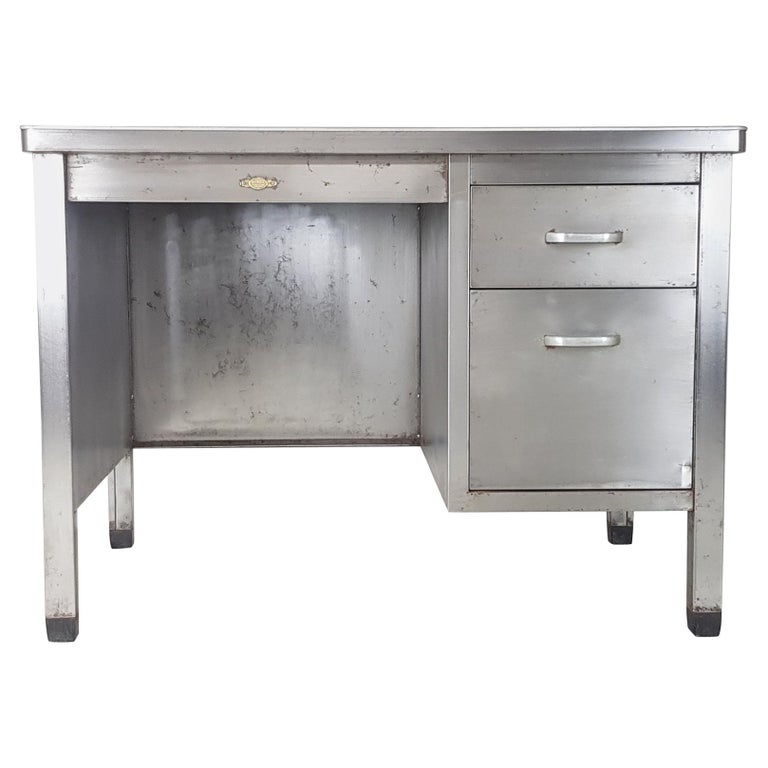 Vintage Industrial Stripped and Polished Steel Desk Made by Art Metal ...