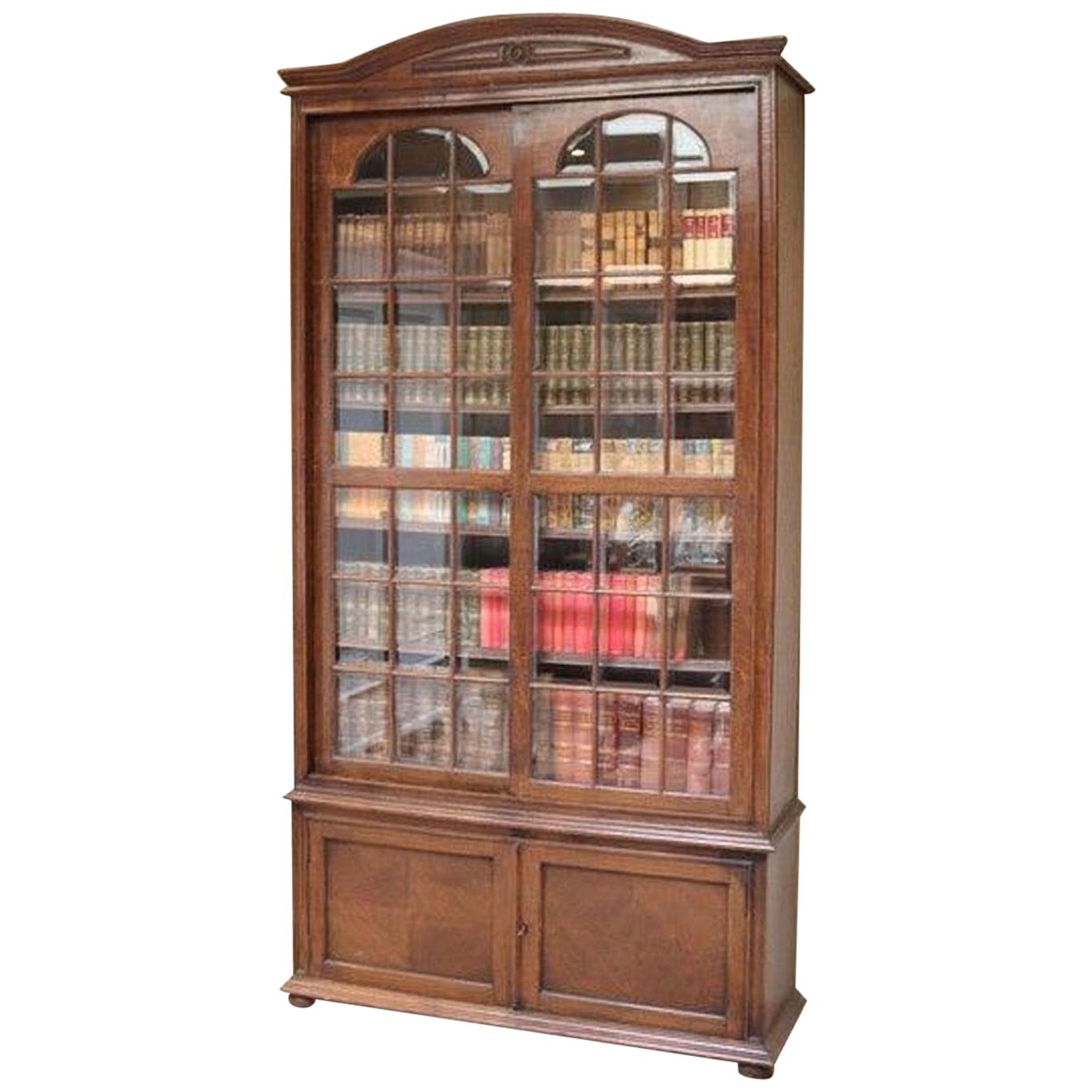 Solid Oak Glazed Bookcase For Sale at 1stDibs