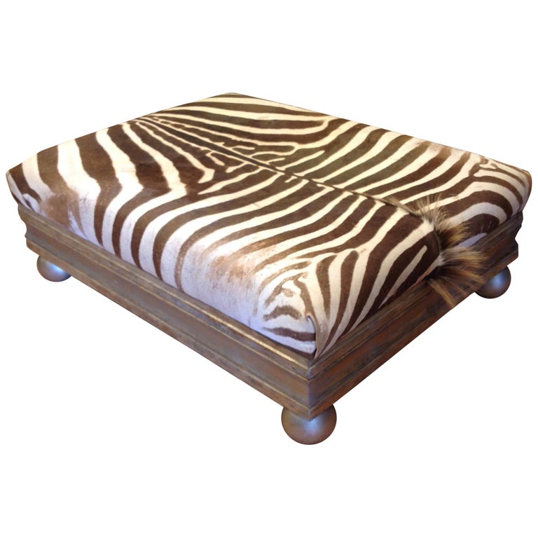 Enormous Zebra Hide Ottoman at 1stDibs
