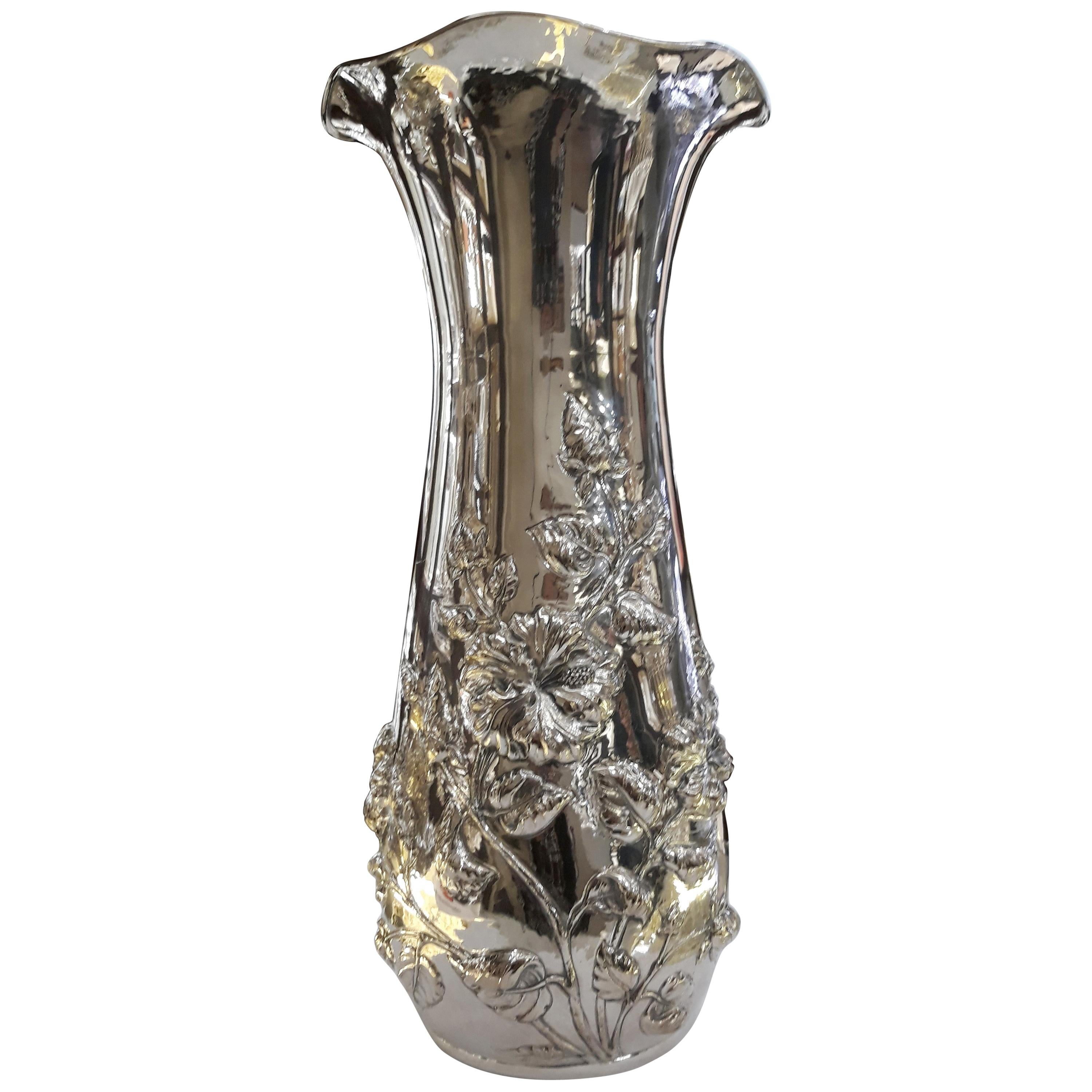 Magnificent 20th Century Sterling Silver Art Nouveau Vase, Italy 1960 ...