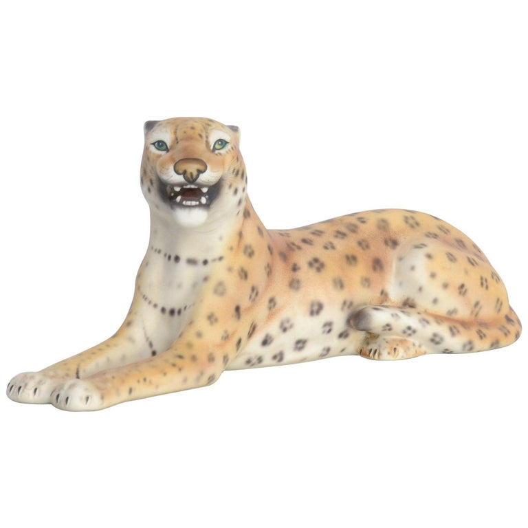 Small Porcelain Leopard Sculpture, Italy at 1stDibs