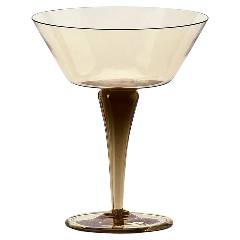 Venini Ambasciata Hand Blown Coppa Champagne in Straw Yellow Glass For ...