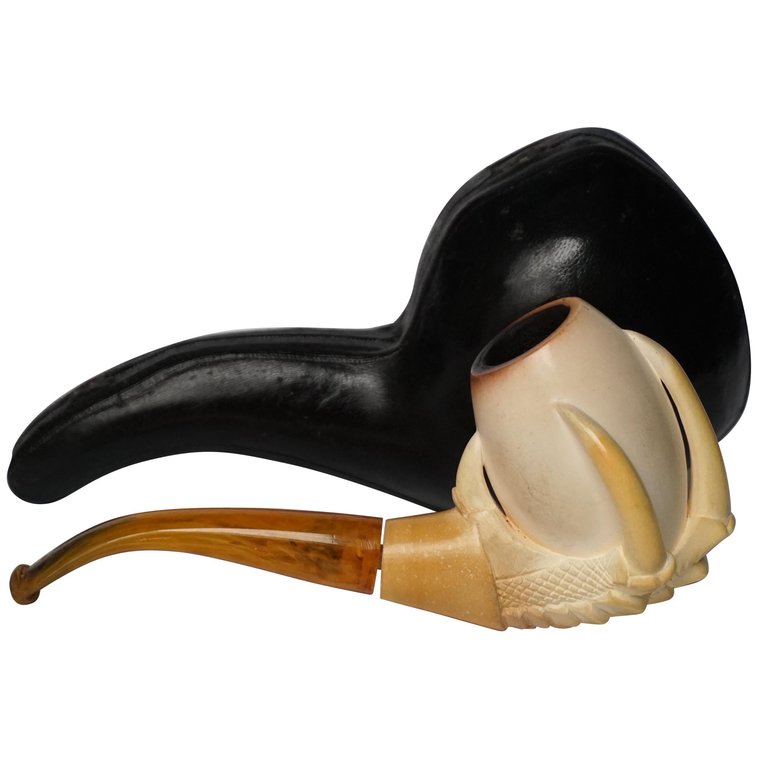 Vintage Carved Meerschaum Birds Talon and Egg Pipe in Case at 1stDibs ...