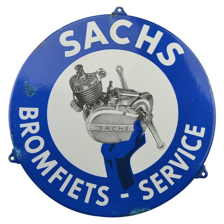 Vintage Enamel Advertising Sign SACHS Engine Block, 1950s at 1stDibs