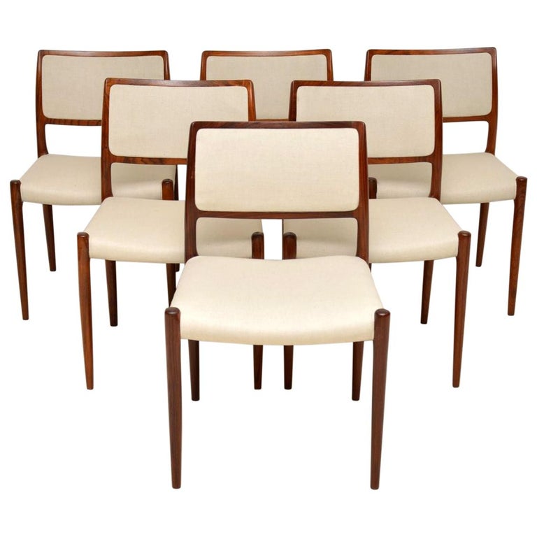 1960s Set of 6 Danish Dining Chairs by Niels Moller For Sale at 1stdibs