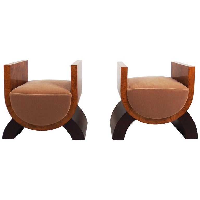 Two Art Deco Stools in the Style of Gabriel Englinger For Sale at 1stDibs