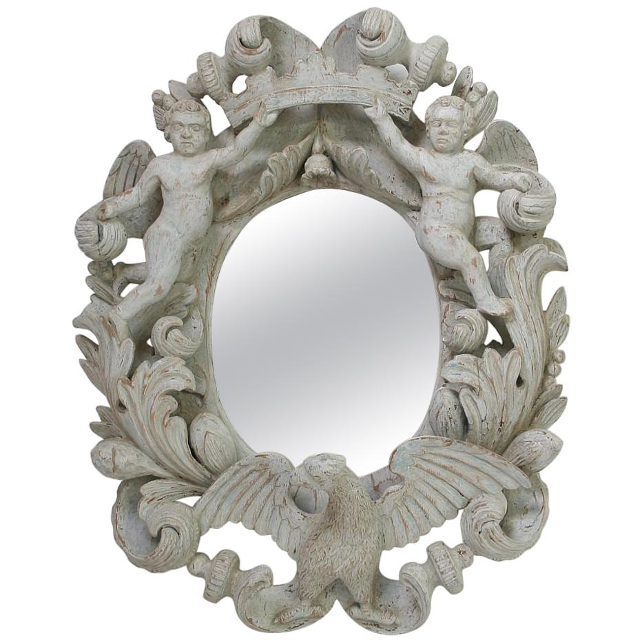 Late 18th Century Spanish Baroque Mirror with Angels and Eagle at 1stDibs