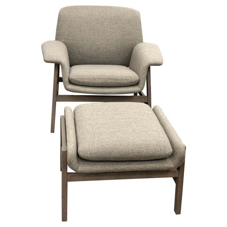 Tacchini Grey Agnese Armchair with Ottoman by Gianfranco Frattini at ...