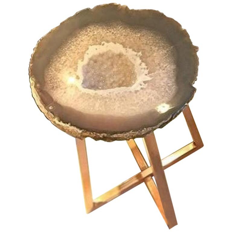 Chic Agate Stone Side Coffee Table "Duetto" at 1stDibs