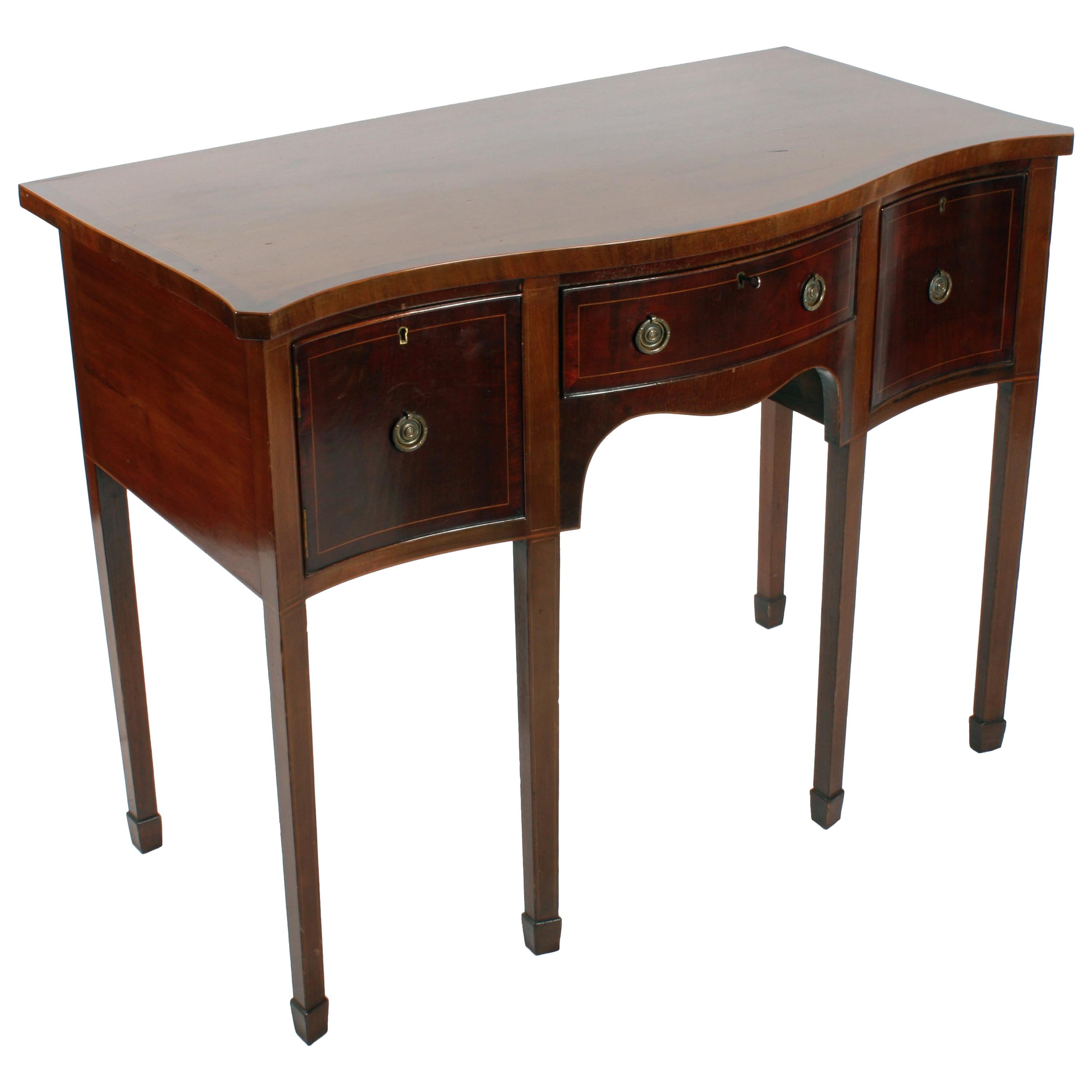 Small 19th Century Sheraton Georgian Style Inlaid Mahogany Sideboard ...