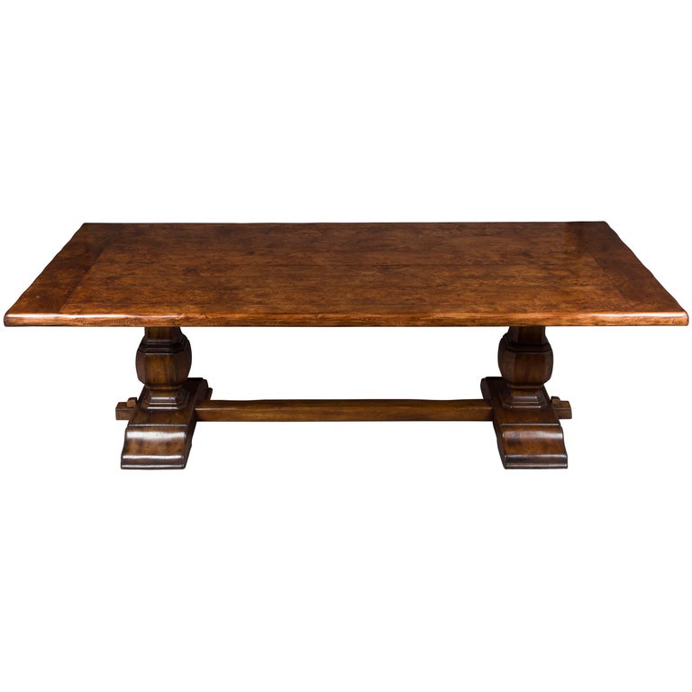 Large Trestle Base Dining Room Farm Table at 1stDibs