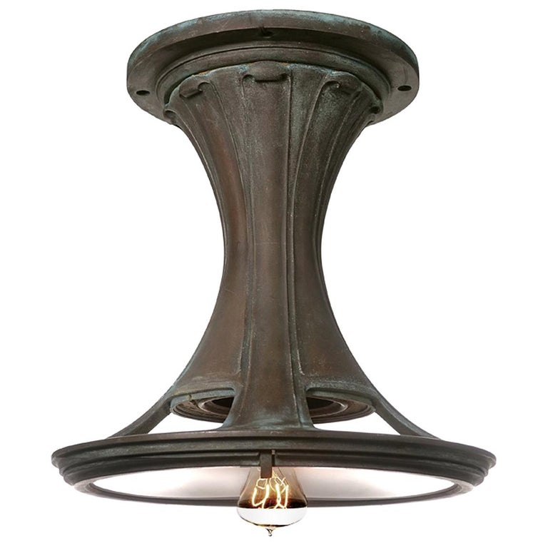 Striking Bronze Art Nouveau Railroad Ceiling Lamp at 1stDibs