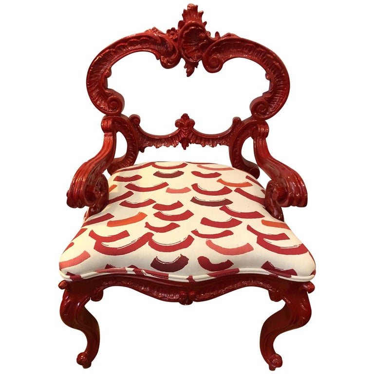 Smashing Designer Diminutive Laquer Rococo Chair For Sale at 1stDibs