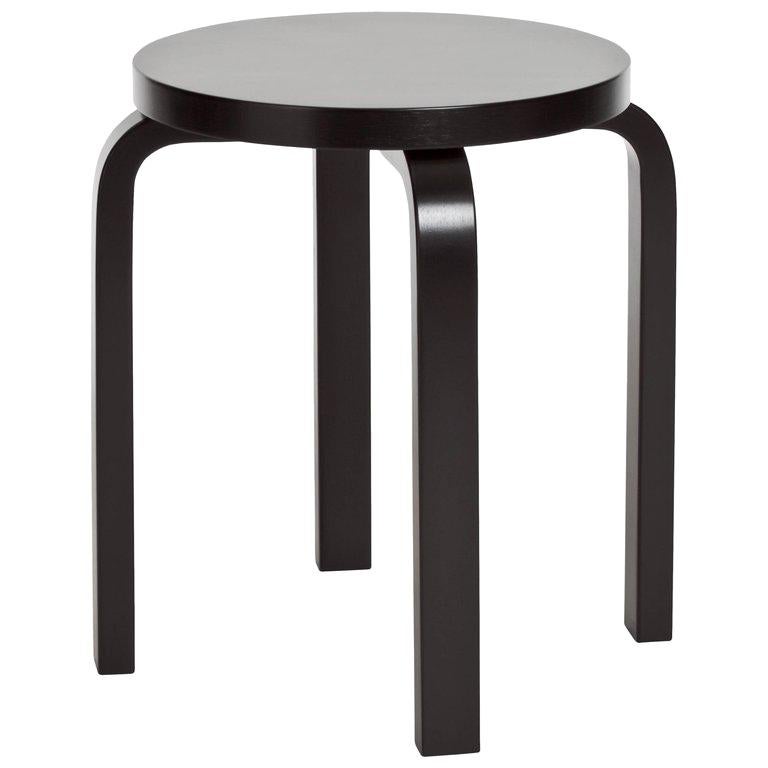 Authentic Stool E60 in Birch with Black Lacquer by Alvar Aalto and ...