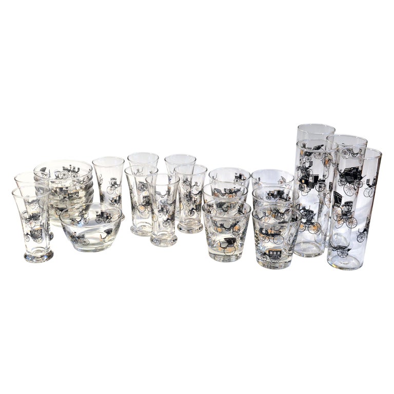 Verres de bar Libbey vintage, Curio Line conçus par Freda Diamond ...