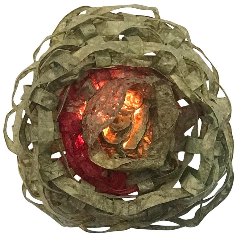 Modern Organic Handwoven Paper Wall Light For Sale at 1stDibs