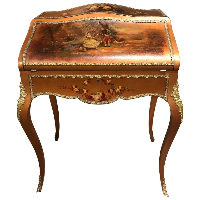 Louis XVI Style Hand Painted Ladies Writing Desk with Ormolu by Paine ...