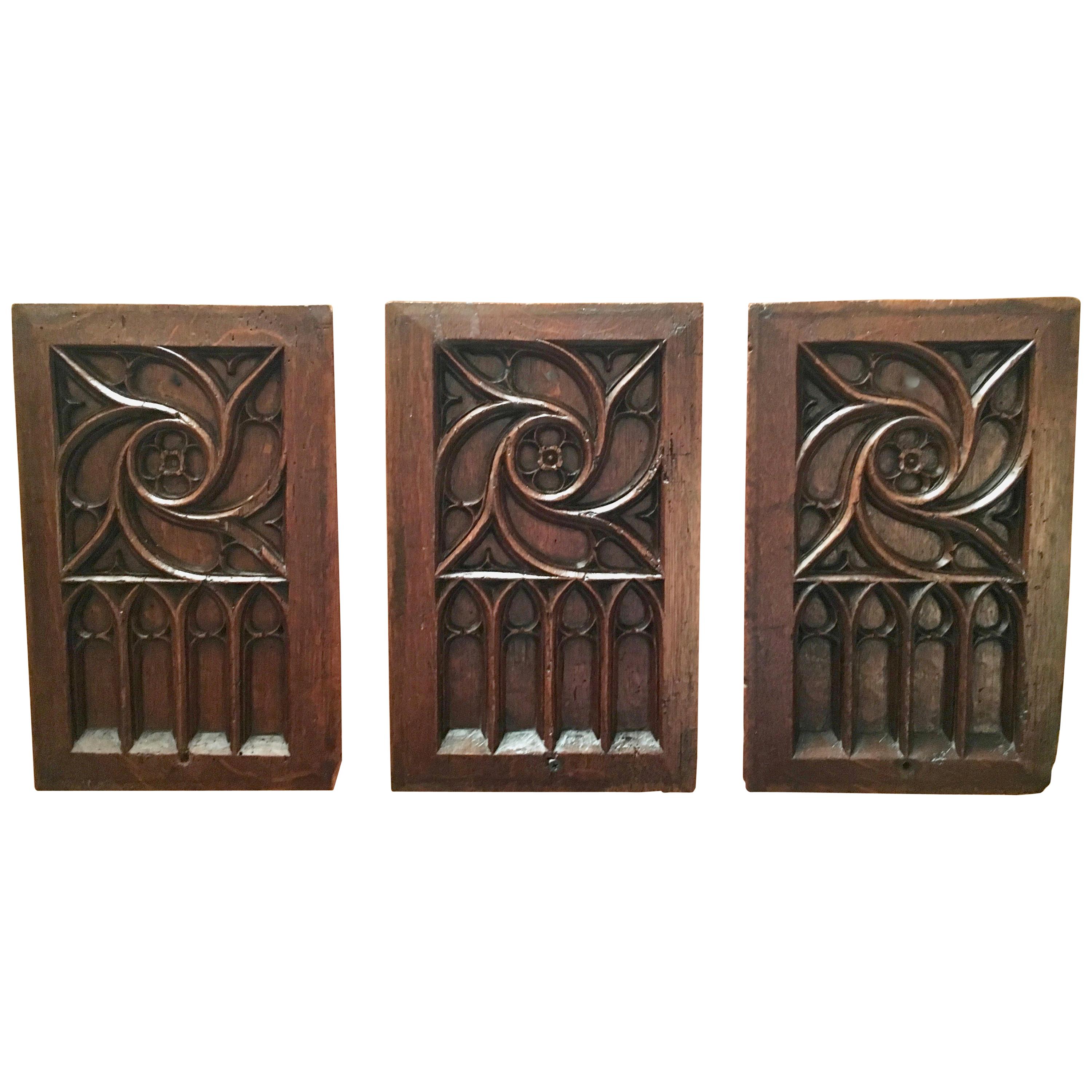 Set of Three Gothic Revival Panels For Sale at 1stDibs
