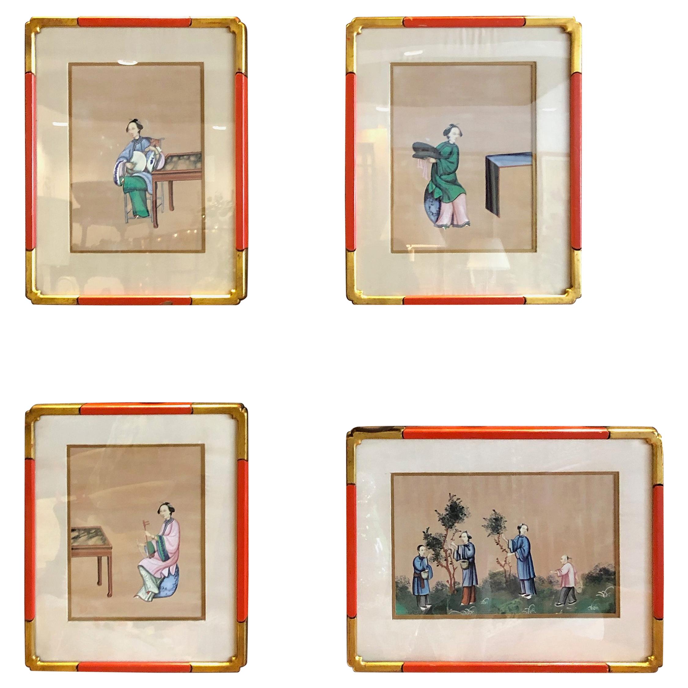 Four '4' Chinese Export Paintings at 1stDibs
