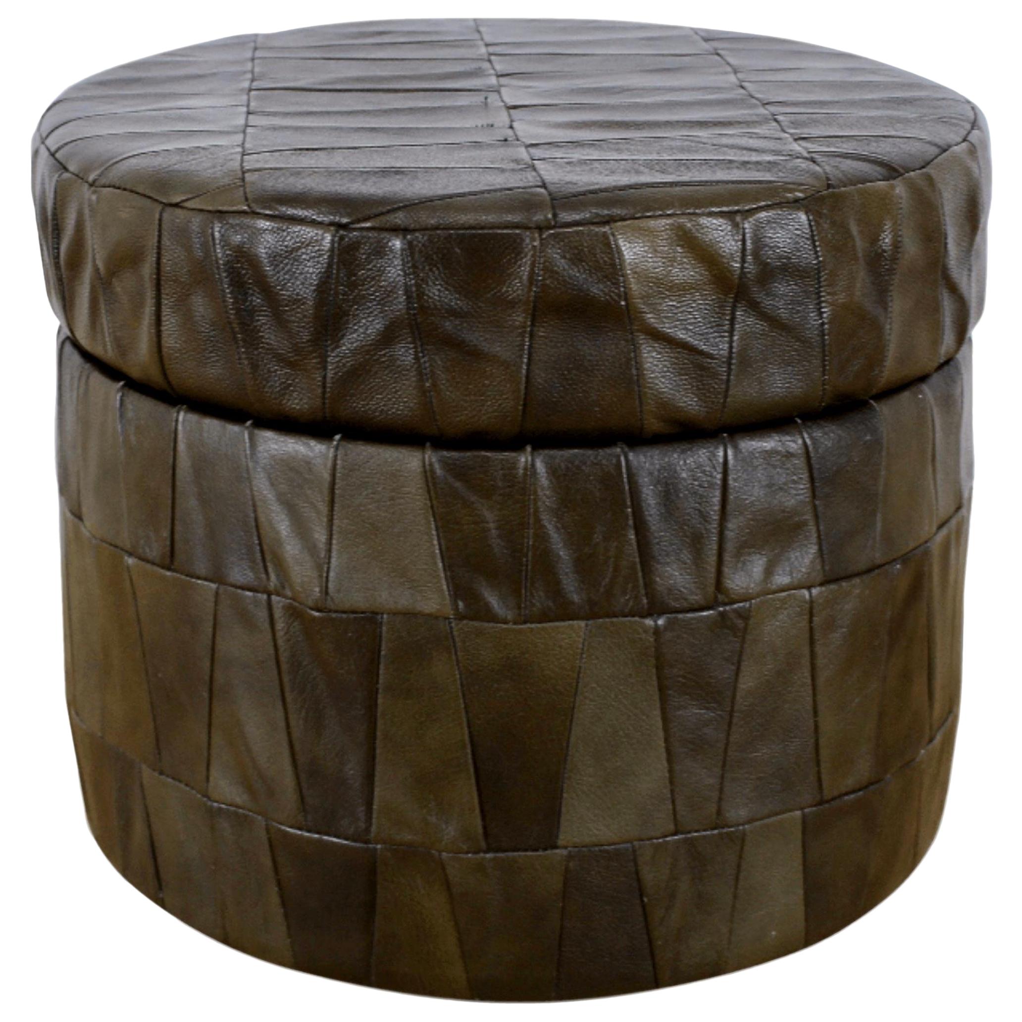 Dark Olive Patchwork Leather Storage Ottoman by De Sede at 1stDibs
