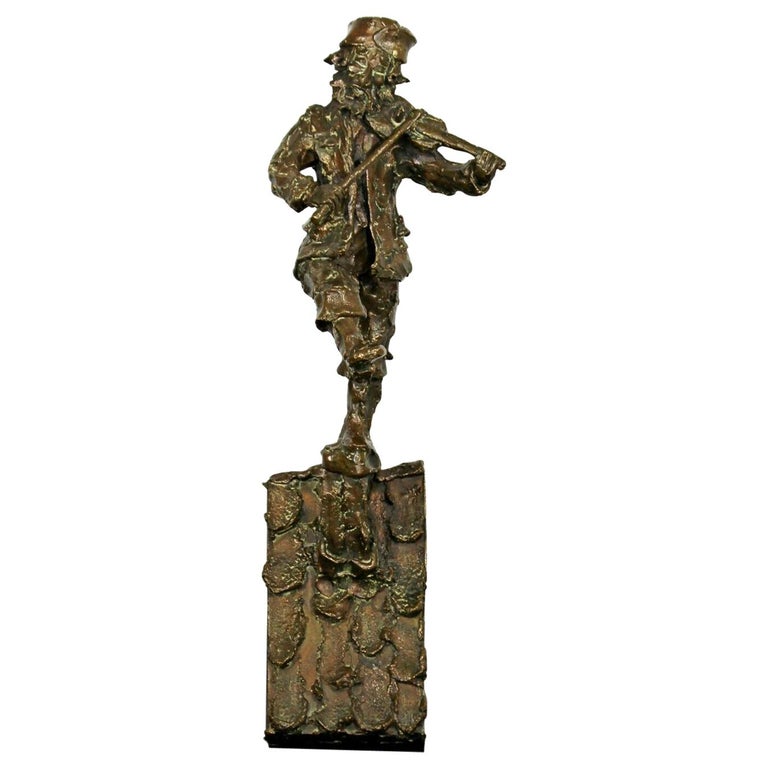 Cantilever Bronze Fiddler on the Roof Table Sculpture Signed Monyo at ...