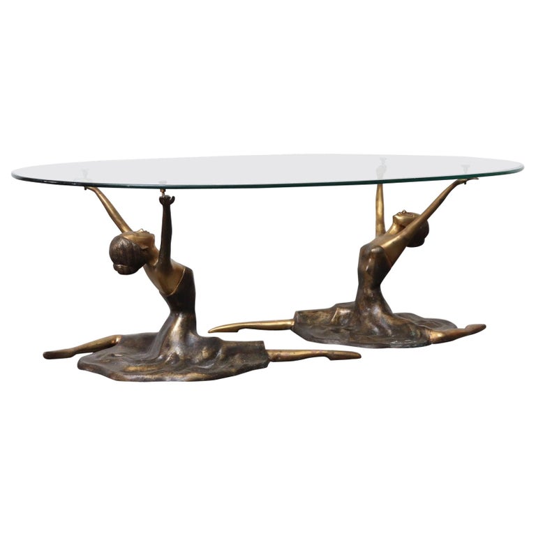 French Brass Ballerina Base Coffee Table at 1stDibs