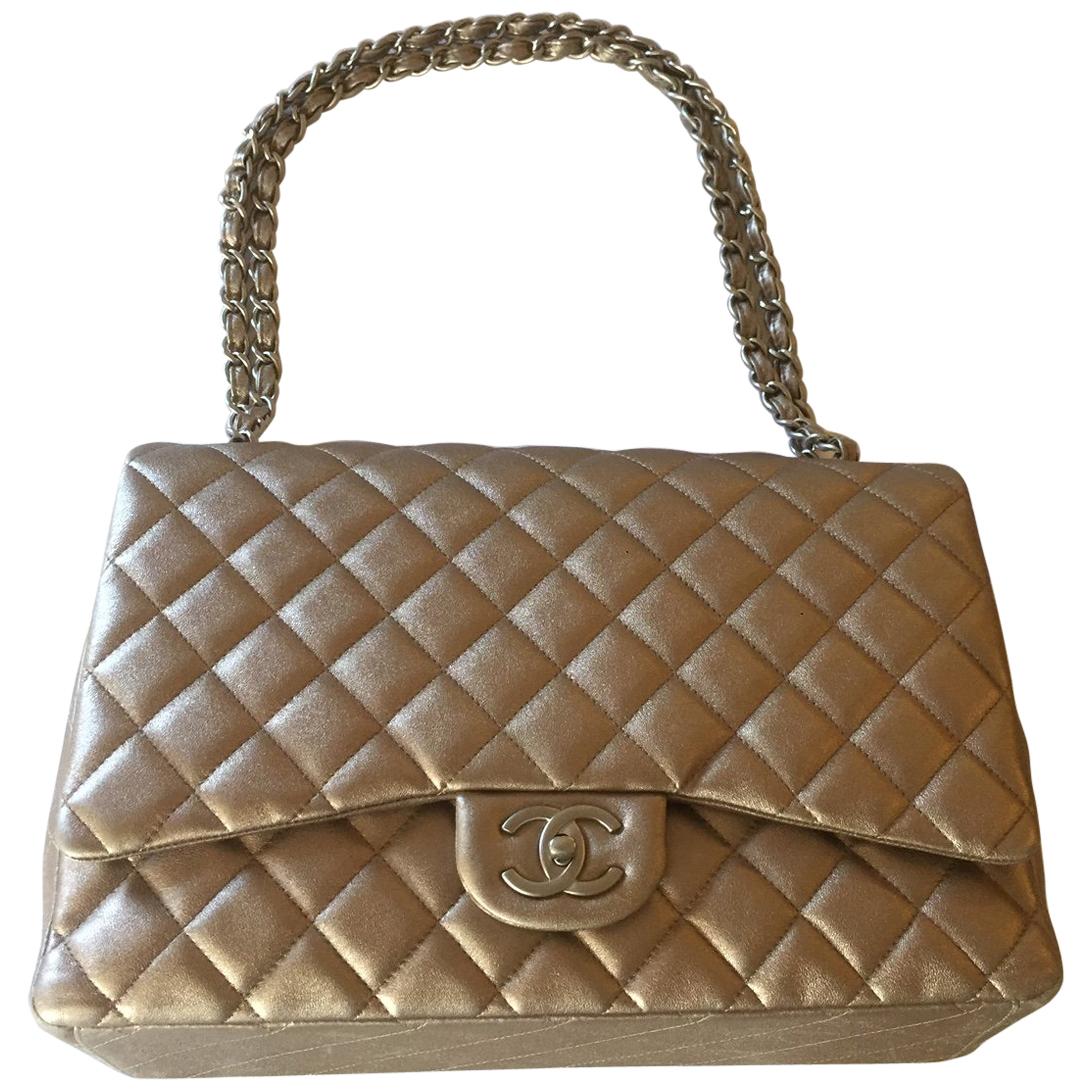 Chanel Gold Leather Maxi Handbag Timeless Collection, 2011 at 1stDibs