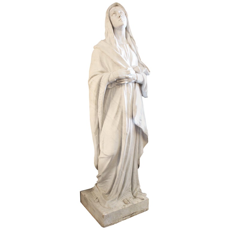 Large Marble Statue of the Virgin Mary at 1stDibs | marble mary statue