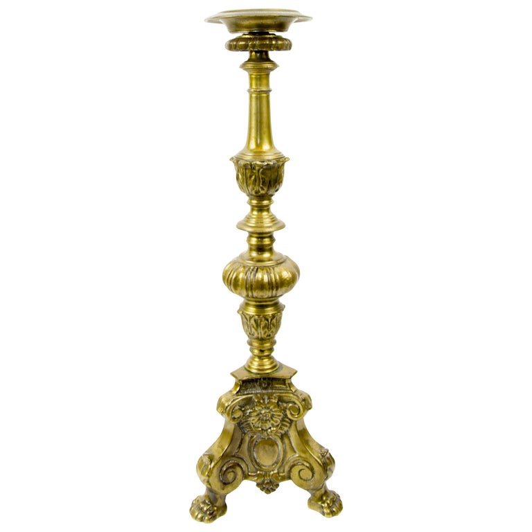 Large Bronze Baroque Candlestick For Sale at 1stDibs