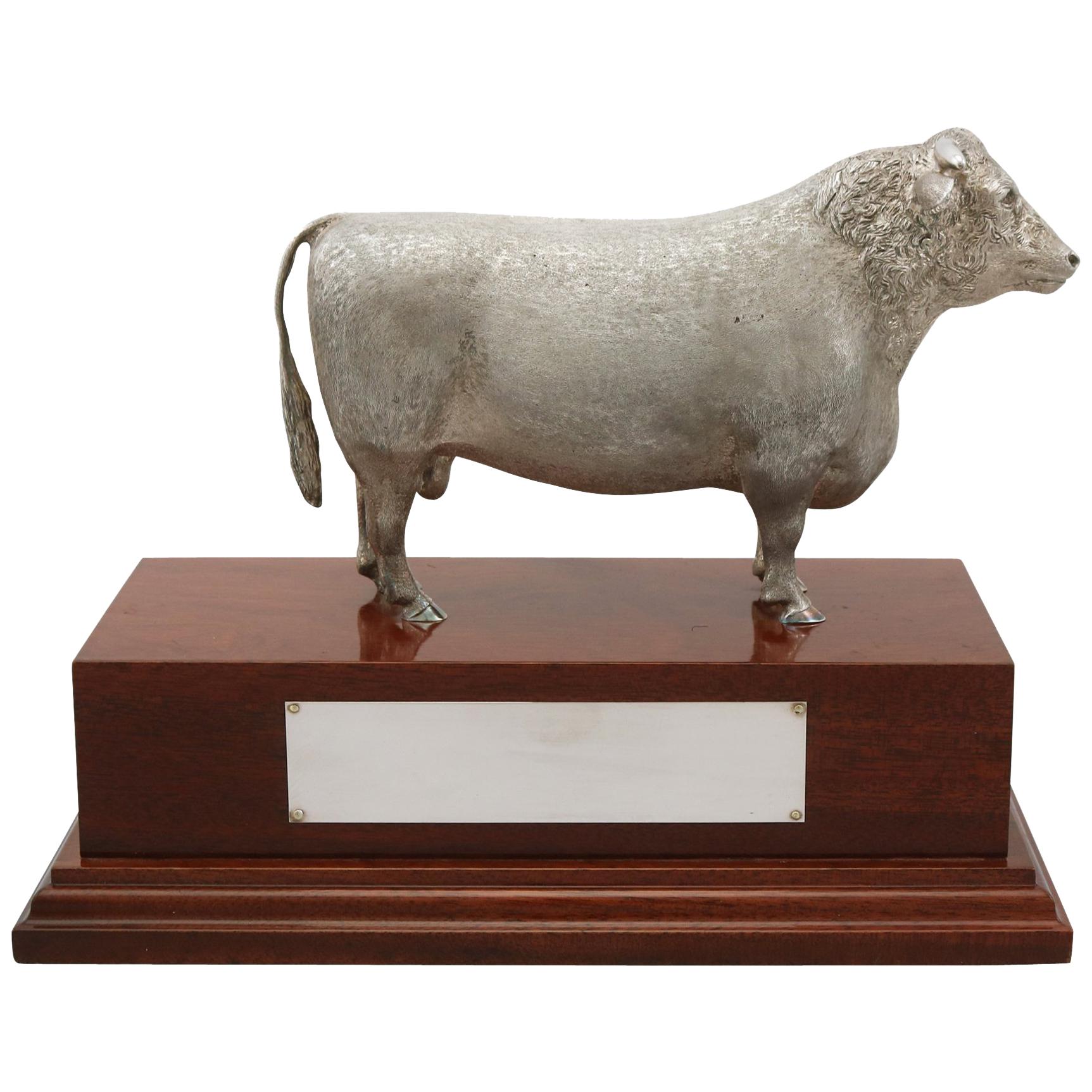 2004 Sterling Silver Presentation Bull at 1stDibs