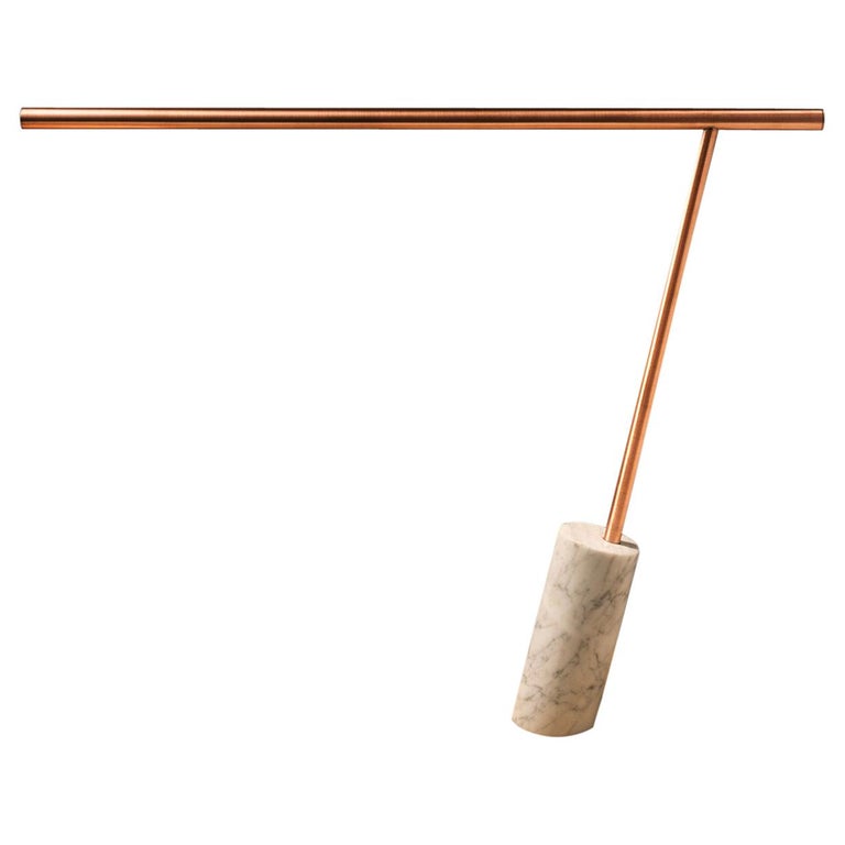 Original Copper Marble Table Lamp Signed by Adam Ruiz and Cyril Fuchs ...