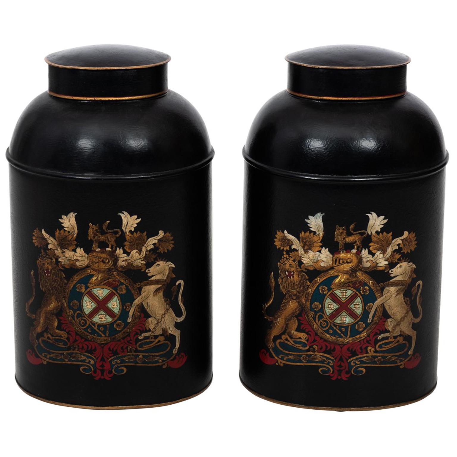 Pair of English Tea Containers at 1stdibs