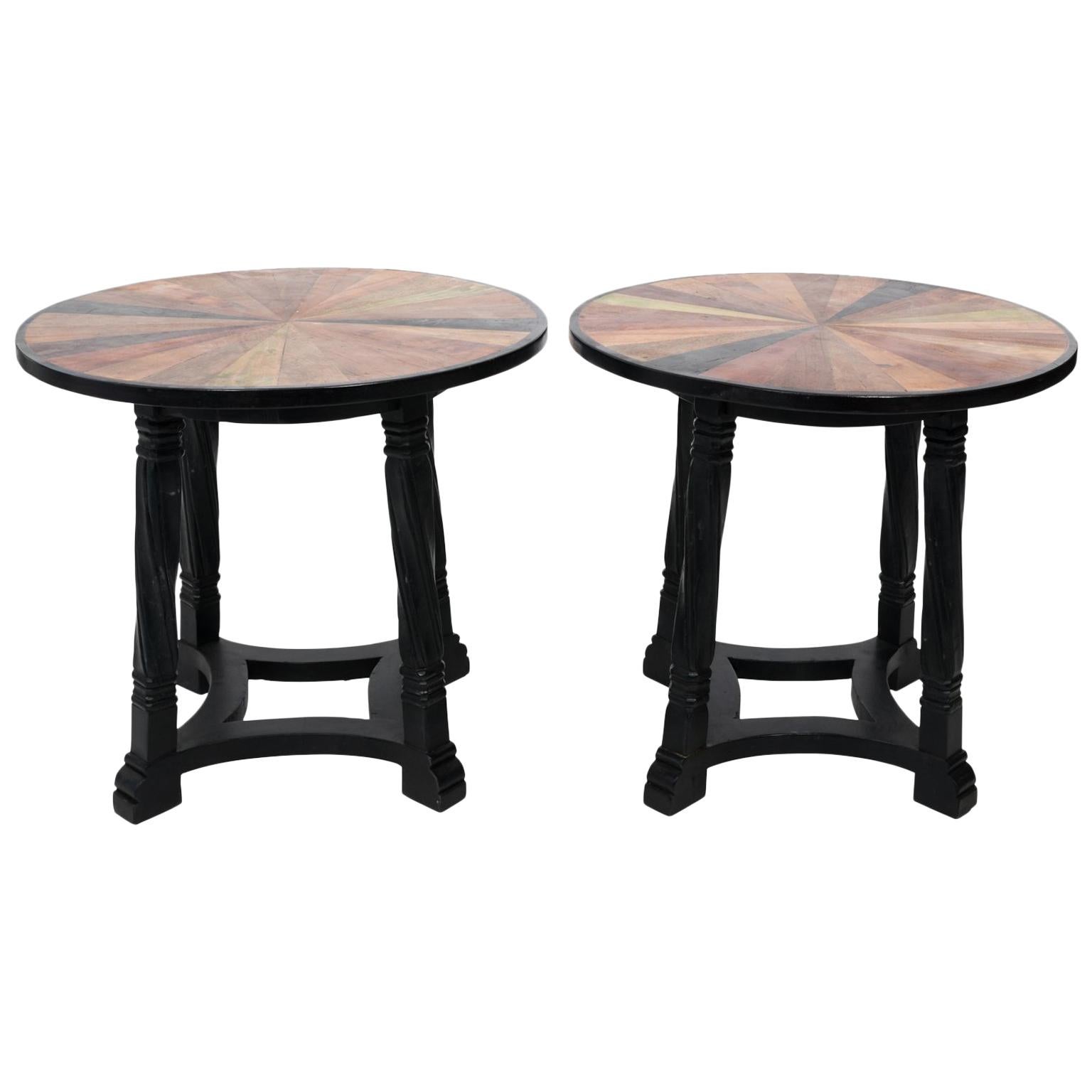 Contemporary Round Pinwheel End Tables at 1stDibs