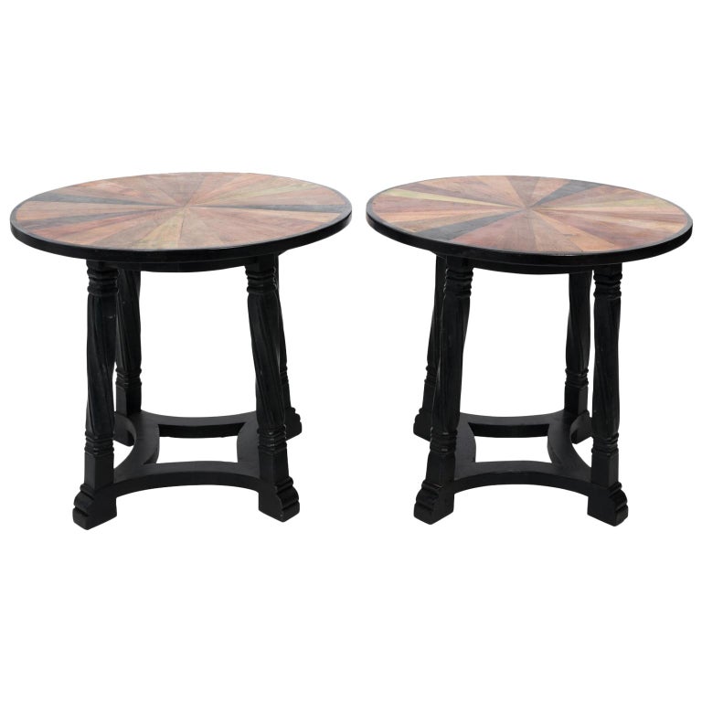 Contemporary Round Pinwheel End Tables at 1stDibs