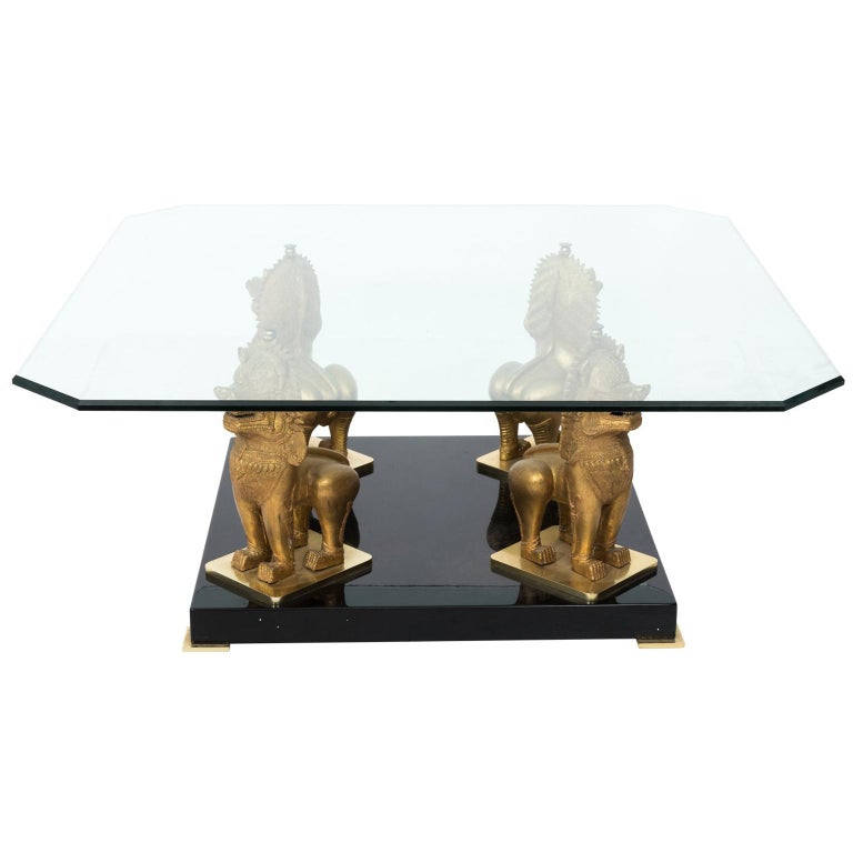 Metal Chinoiserie Foo Dog Coffee Table at 1stDibs