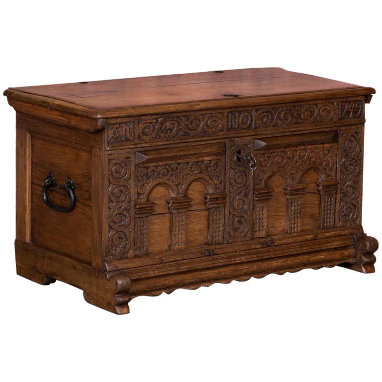 Antique 18th Century Hand Carved German Trunk at 1stDibs