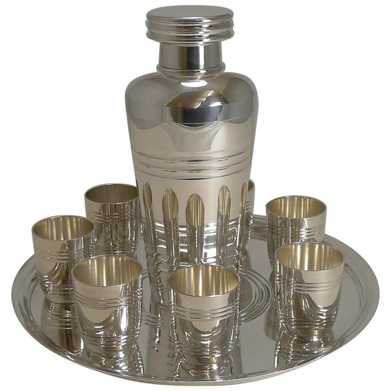 French Art Deco Silver Plated Cocktail Set by St. Medard, Paris c.1935 ...
