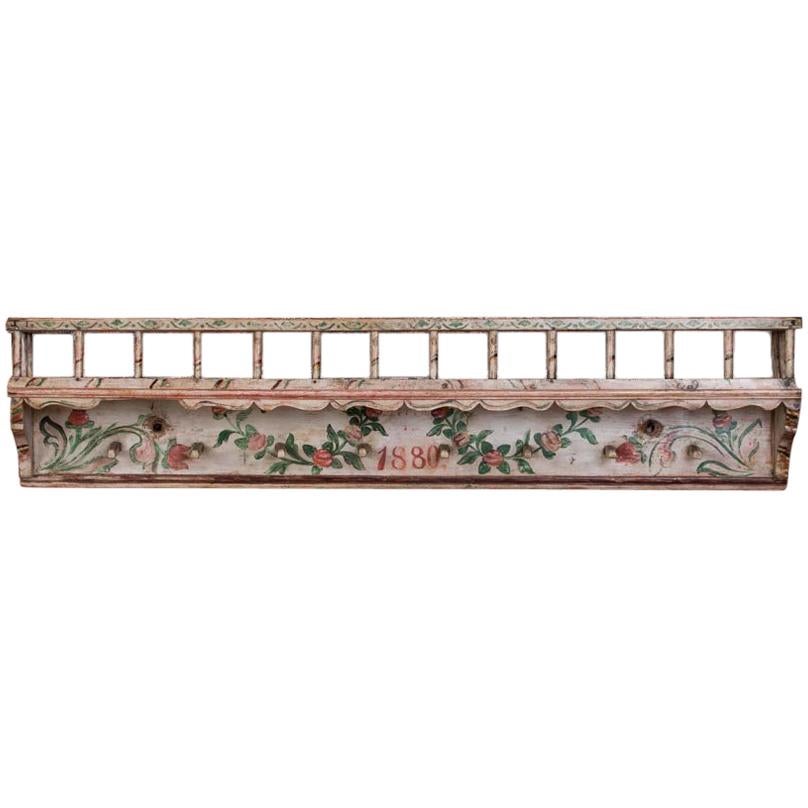 Antique Romanian Folk Art Painted Wall Rack at 1stDibs
